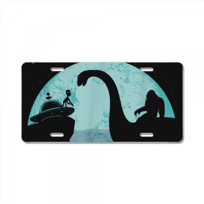 Bigfoot Riding Loch Ness Monster Sasquatch Ufo Abduction License Plate ...