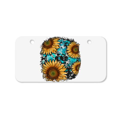 Sunflower Cowhide And Turquoise Patches Bicycle License Plate By ...