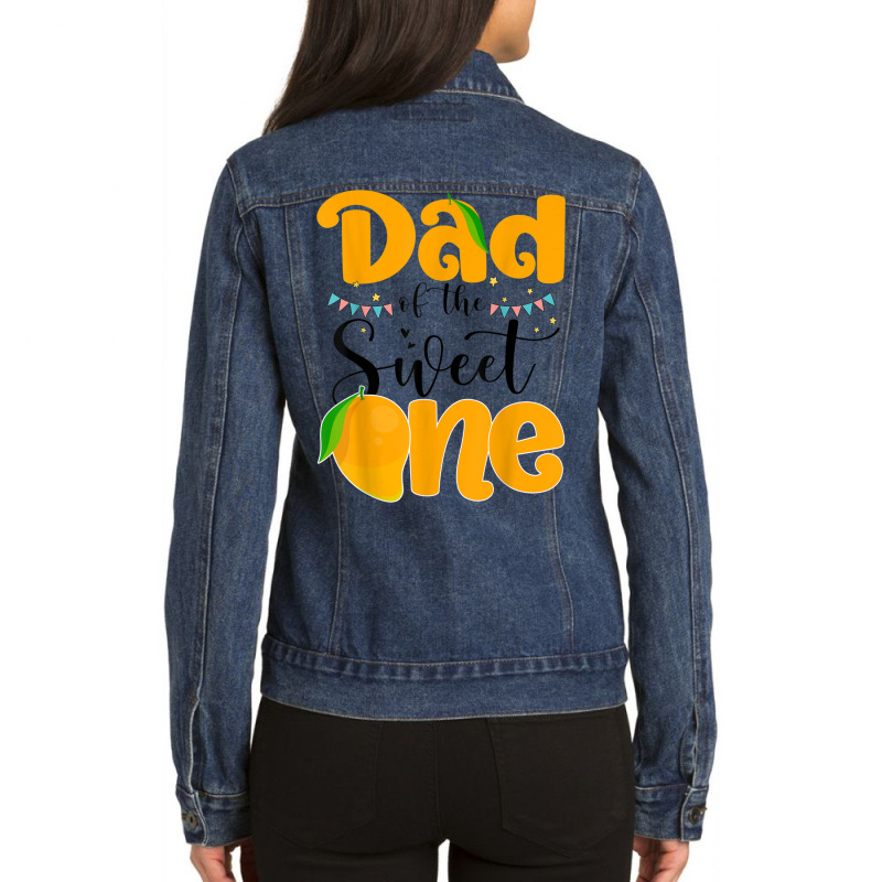 Dad Of The Sweet One Mango Fruit Theme 1st Birthday Party Ladies Denim ...