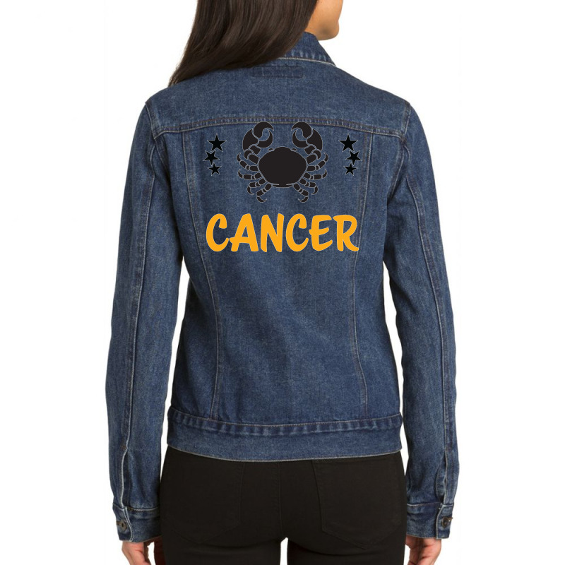 Cancer Zodiac Ladies Denim Jacket By Emardesign - Artistshot