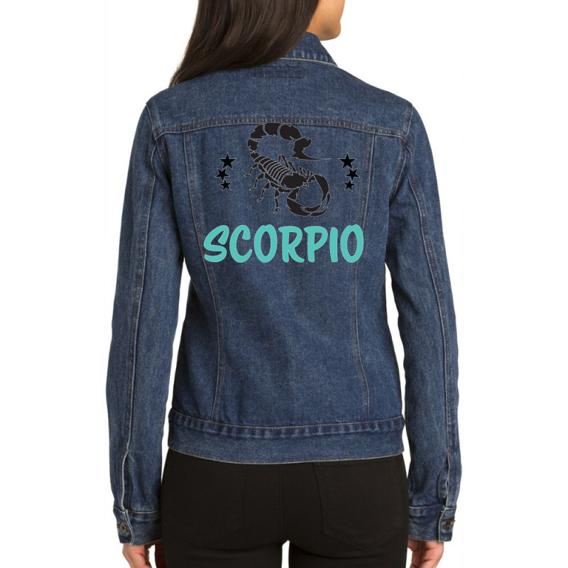 Scorpio Zodiac Ladies Denim Jacket By Emardesign - Artistshot