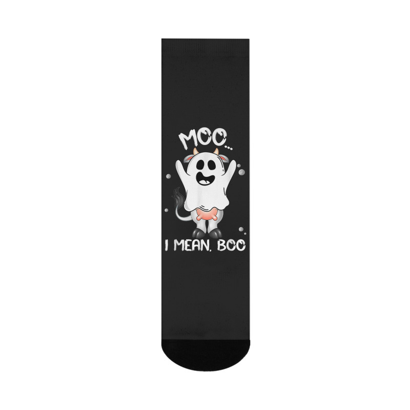 Boo Boo Crew Ghost Cow Moo I Mean Boo Farmer Cute Halloween Crew Socks ...