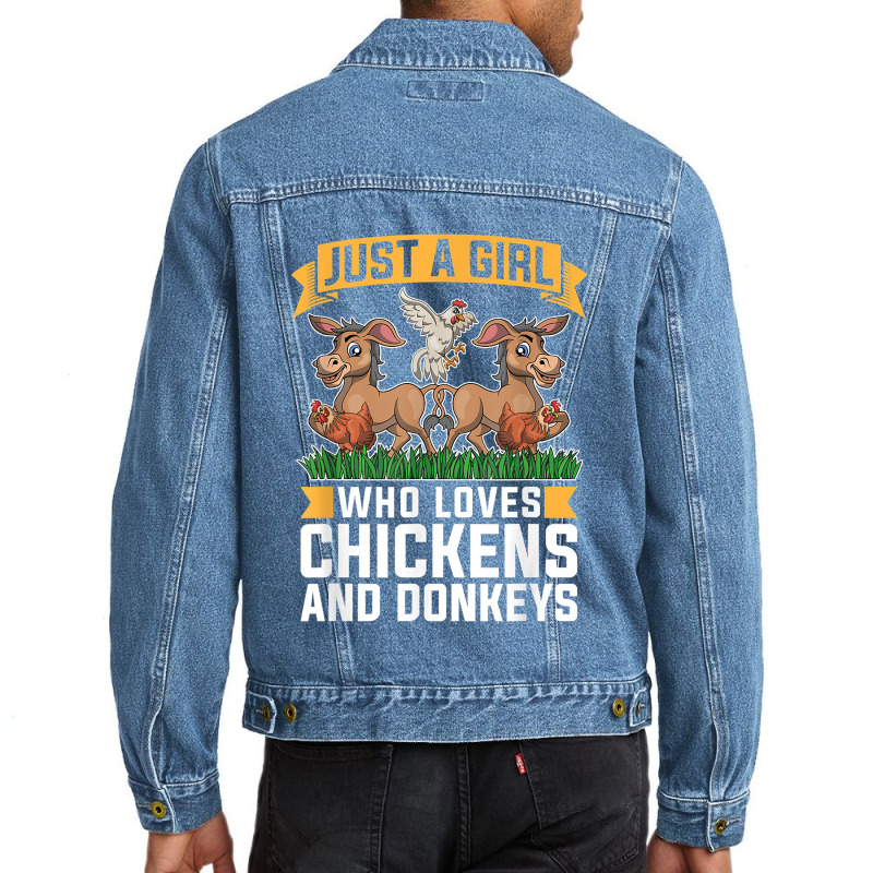 Farm Animal Just A Girl Who Loves Chickens And Donkeys Men Denim Jacket ...