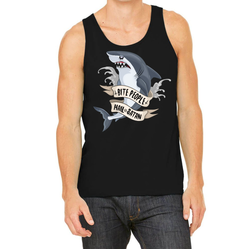 Custom Bite People Hail Satan Goth Shark Tank Top By Acoy - Artistshot