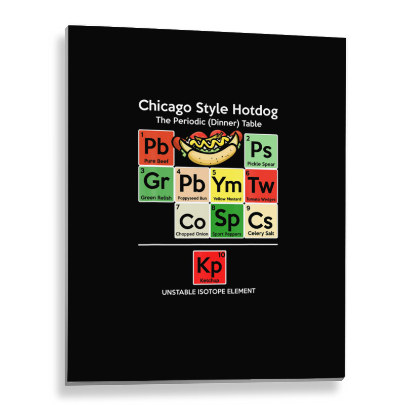 Funny Chicago Style Hot Dog Periodic Dinner Table Of Element Metal ...