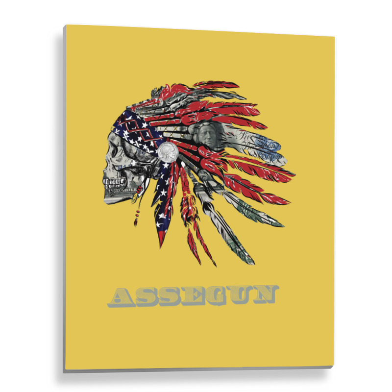 Asse Native American Indian Flag Money Headress Girl Metal Print ...