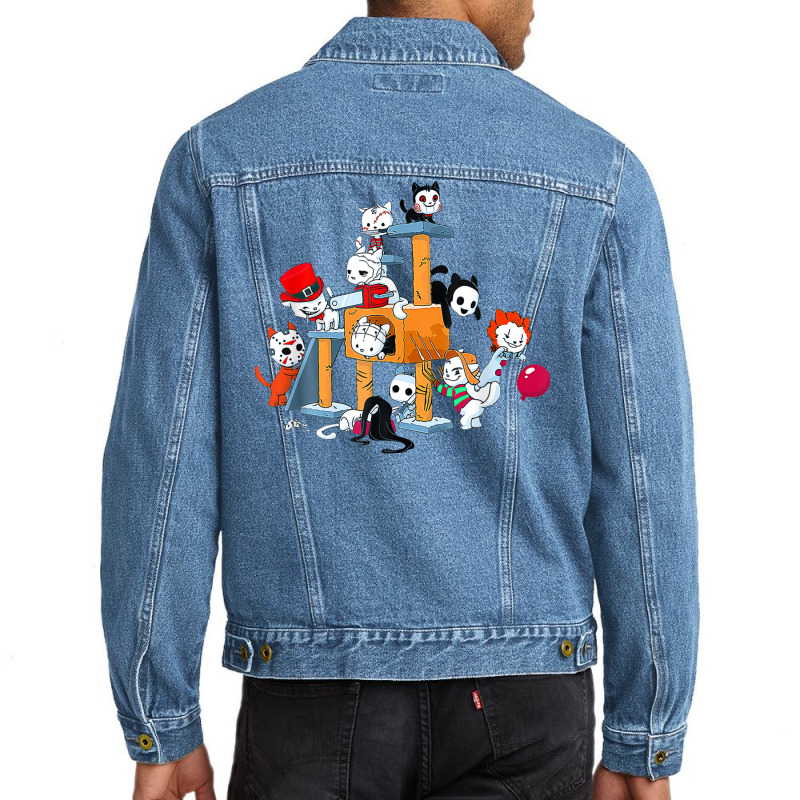 Cat Horror Movies Halloween Costume Funny Cat Kitt Men Denim Jacket By ...