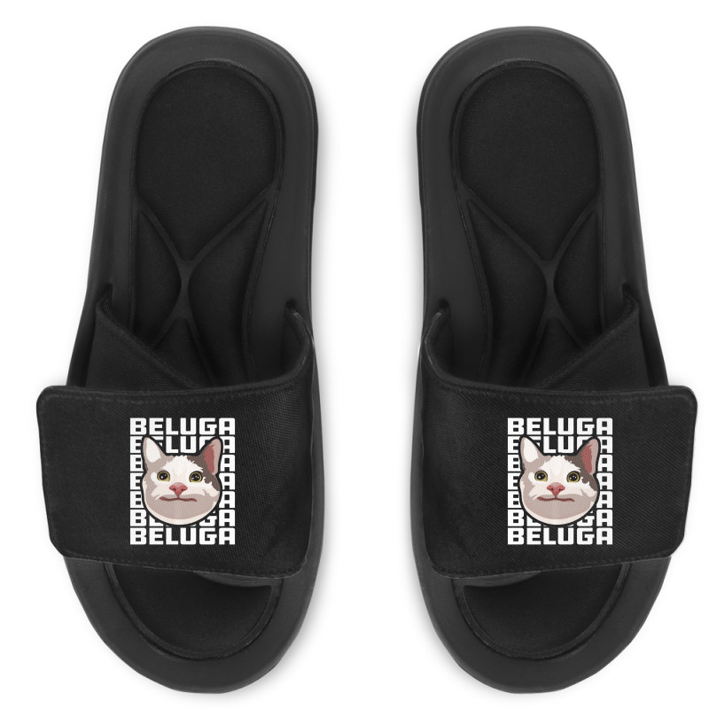 Beluga Cat Meme Funny Smile Be Polite Cat Text Rep Slide Sandal By Dyar ...
