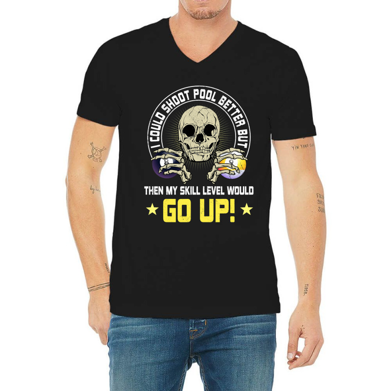 Billiards Skull Pool Snooker Billiard Ball Table N V-neck Tee By ...