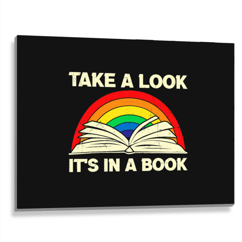 Custom Take A Look Its In A Book Vintage Reading Bookworm Metal Print ...