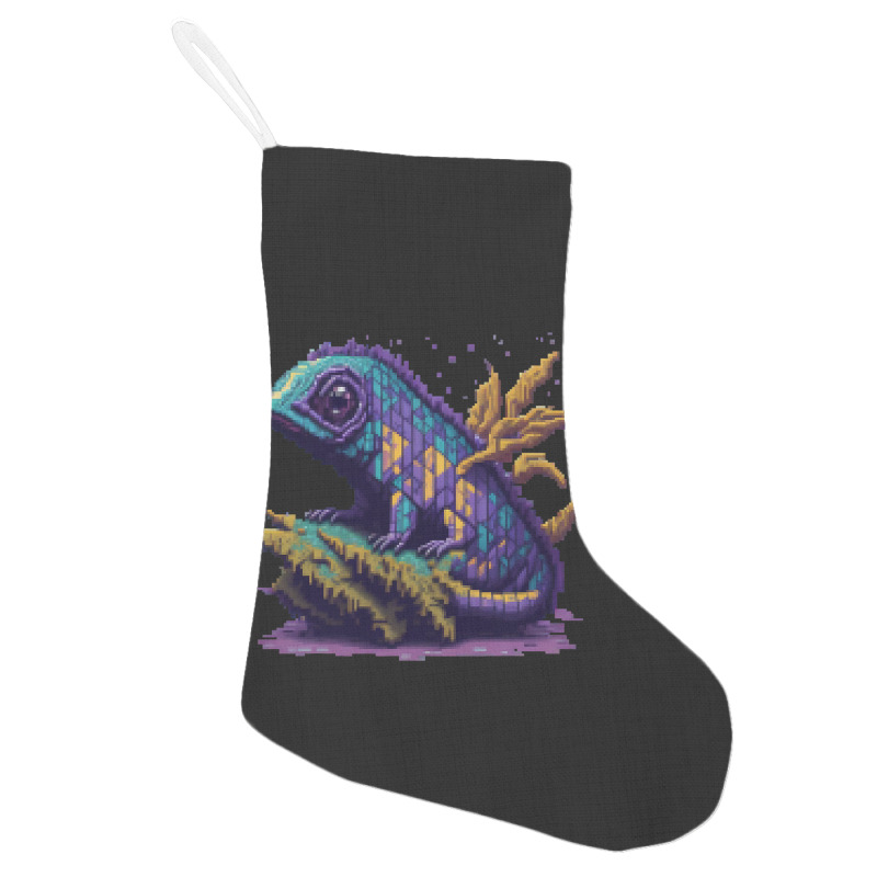8 Bit Pixel Art Chameleon 80s 90s Pixelart 1 Holiday Stocking By ...