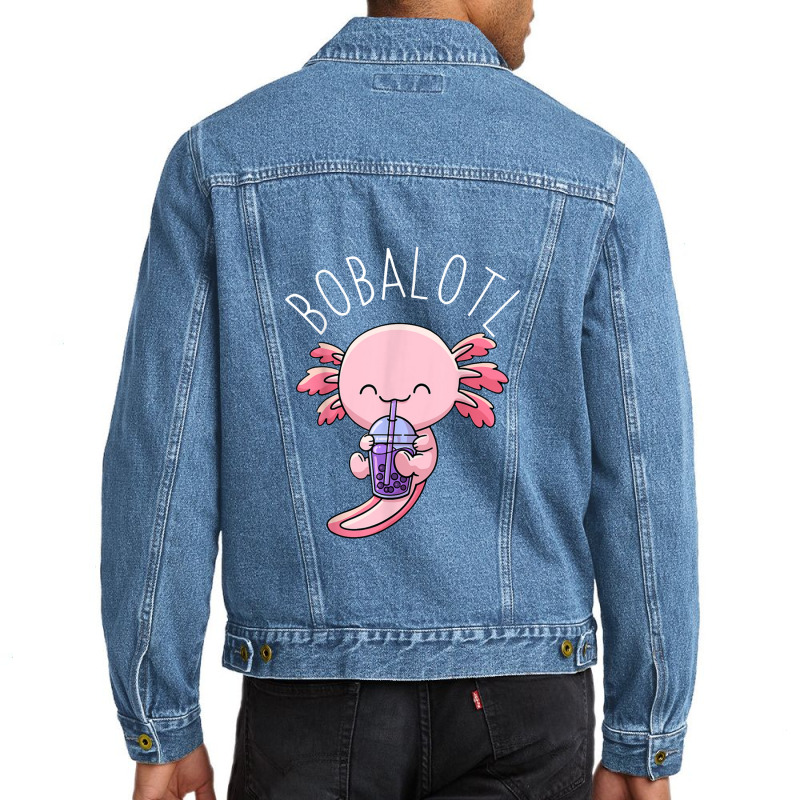 Bobalotl Axolotl Boba Tea Bubble Milk Men Denim Jacket By Labilsekali ...