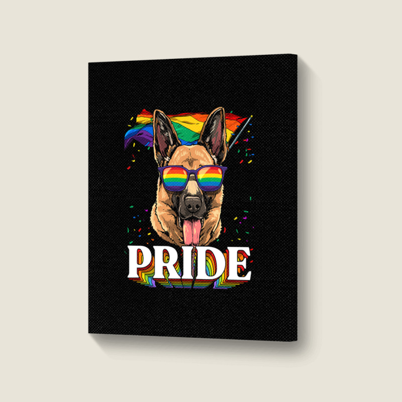 German Shepherd K9 Dog Lgbt German Shepherd Gay Pride Lgbtq Rainbow Fl Portrait Canvas Print By ...