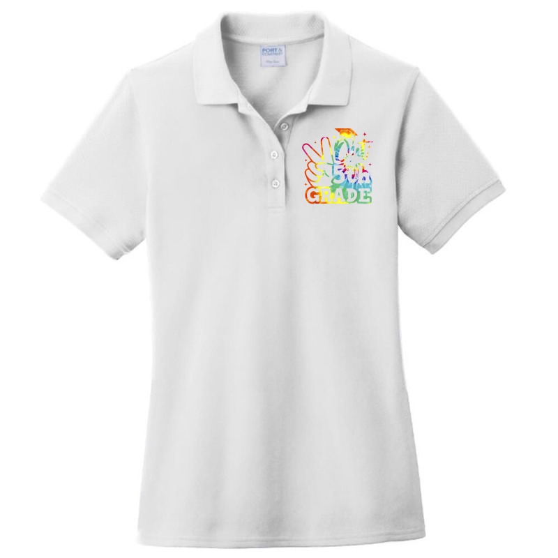 Peace Out 5th Grade Graduation Last Day Of School Tie Ladies Polo Shirt ...
